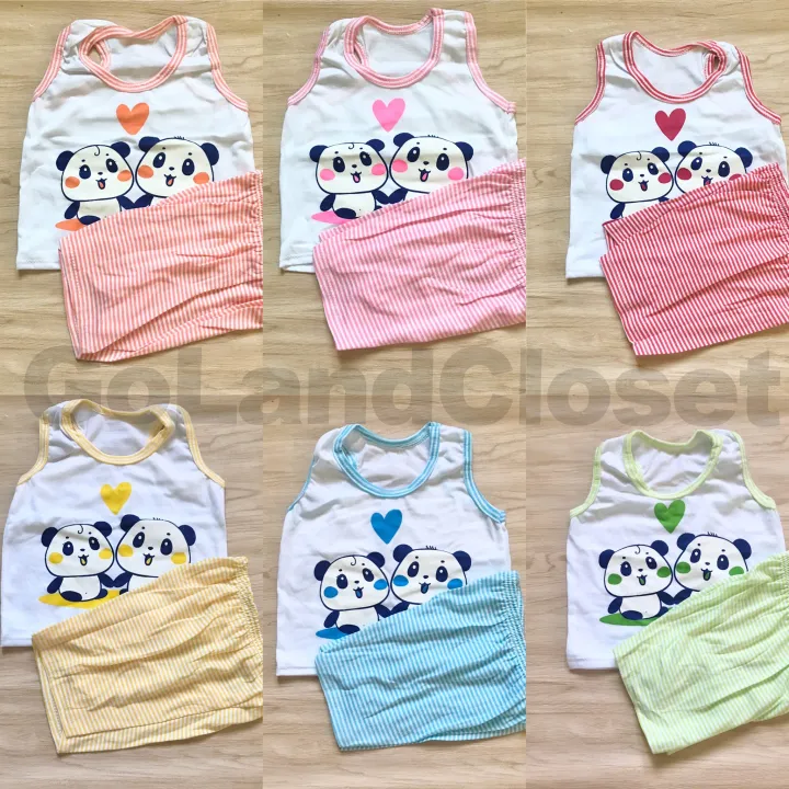 6 Pairs of Baby Terno Shorts with Sando Top for baby girl from 3-9 ...