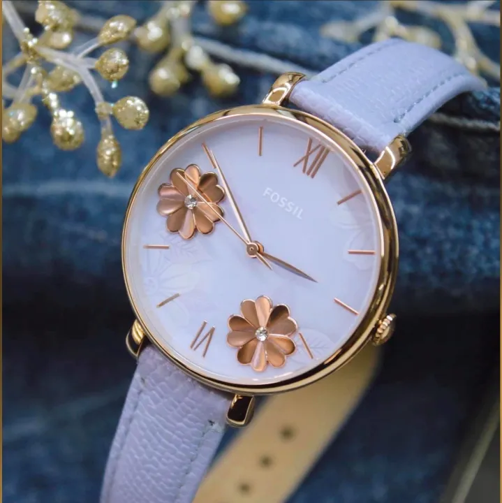 Authentic Fossil Jacqueline Quartz White Floral Dial Ladies Watch ...