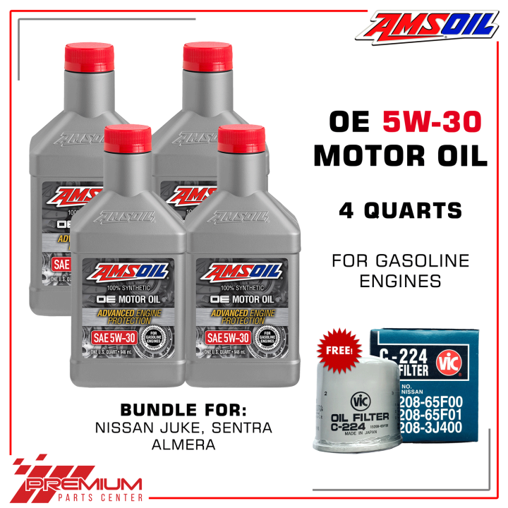 AMSOIL OE 5w-30 100% Synthetic Motor Oil 4 Quarts Bundle for Nissan ...