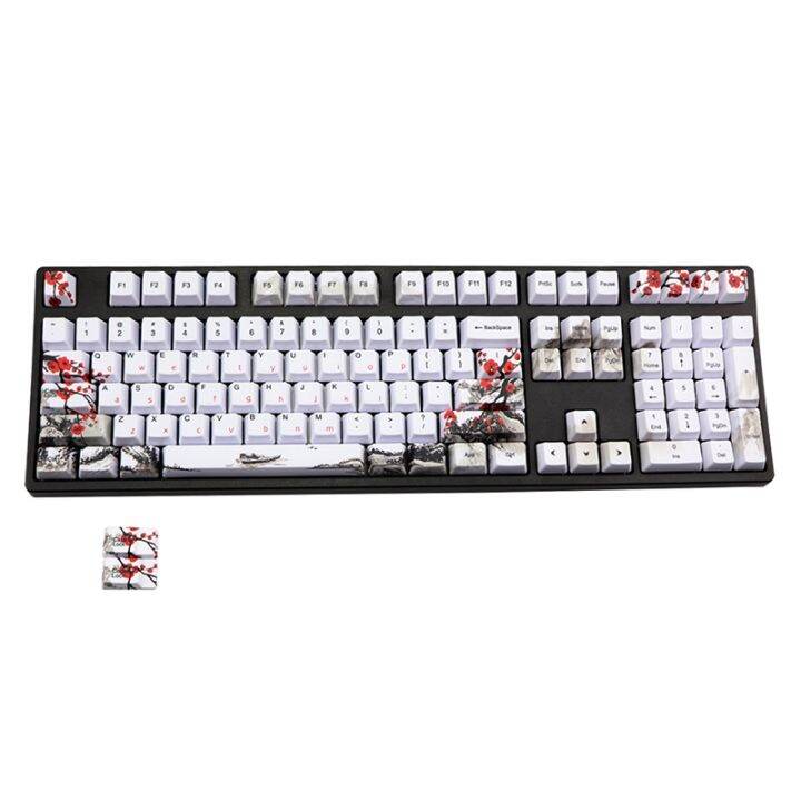 110 Keys PBT Keycap Dye-Sublimation Plum Blossom Cherry Profile Key Cap ...