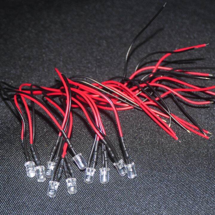 10PCS 3mm 5mm Flash Blink LED Diod 12V 20cm Pre-wired White Red Green ...