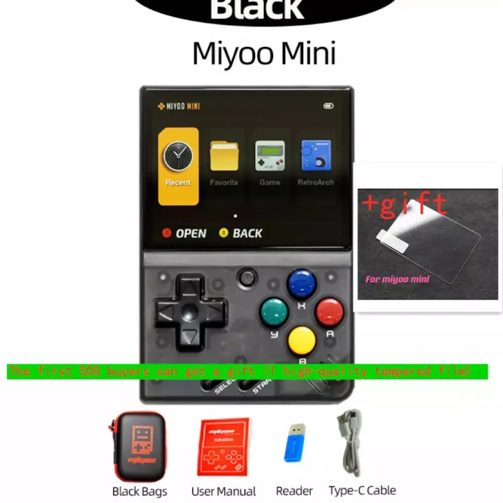 ใหม่สีดำโปร่งใส MIYOO MINI V3 R เกมคอนโซล2.8นิ้ว IPS HD หน้าจอวิดีโอเกม ...