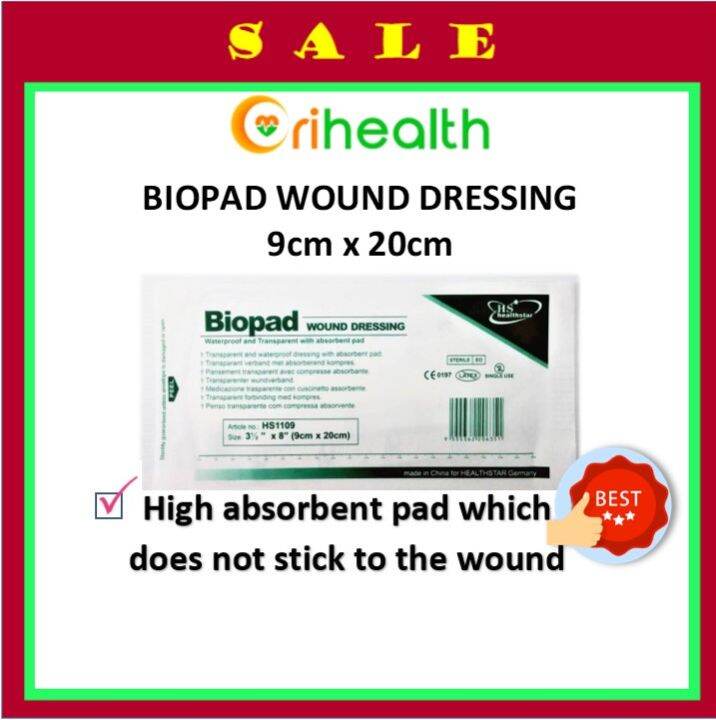 x BIOPAD Wound Dressing Waterproof 9cmx20cm HS1109 One piece | Lazada