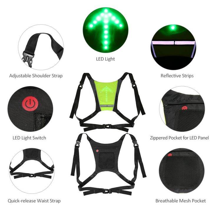 USB Rechargeable Reflective Vest Backpack with LED Turn Signal Light ...