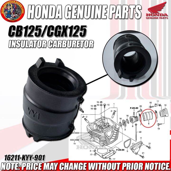 CB 125/CGX 125 INSULATOR CARBURETOR (HPI) (Genuine: 16211-KYY-901 ...