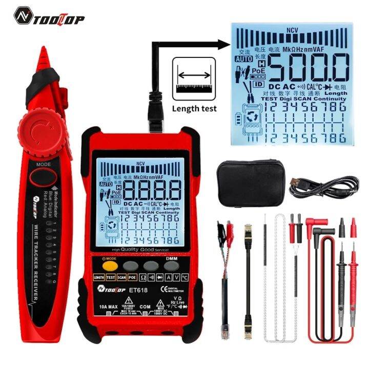 TOOLTOP Network Cable Tester Multimeter Anti-Noise POE Lan Test 400M ...