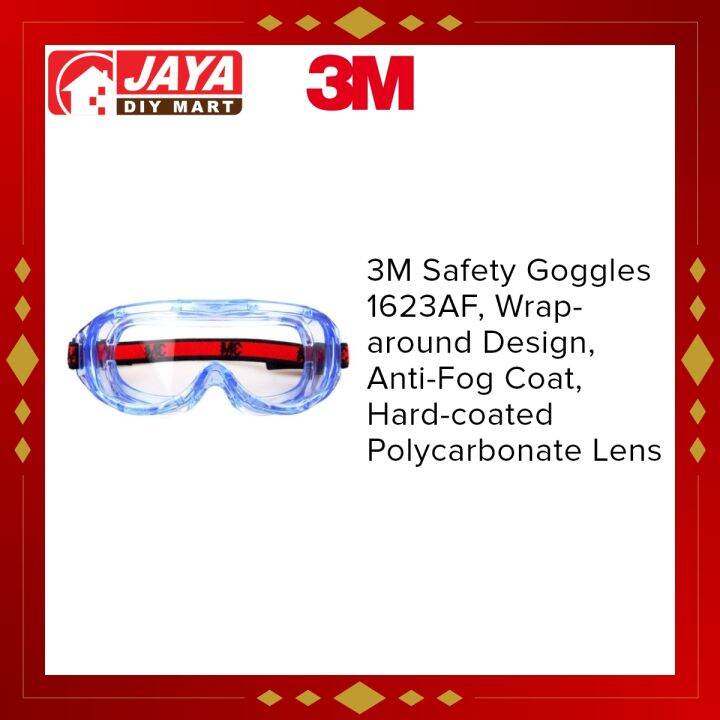 3M™ Safety Goggles 1623AF, Wrap-around Design, Anti-Fog Coat, Hard ...