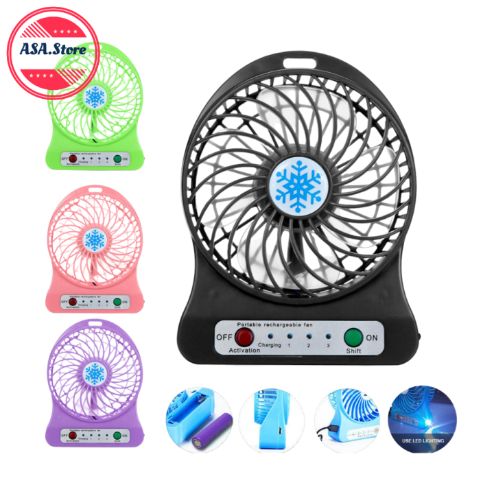 Portable Rechargeable LED Light Fan Air Cooler Mini Desk USB 18650 ...