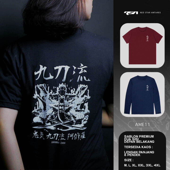 Kaos Anime One Piece - Roronoa Zoro Rankyaku || Pria/Wanita | Lazada ...