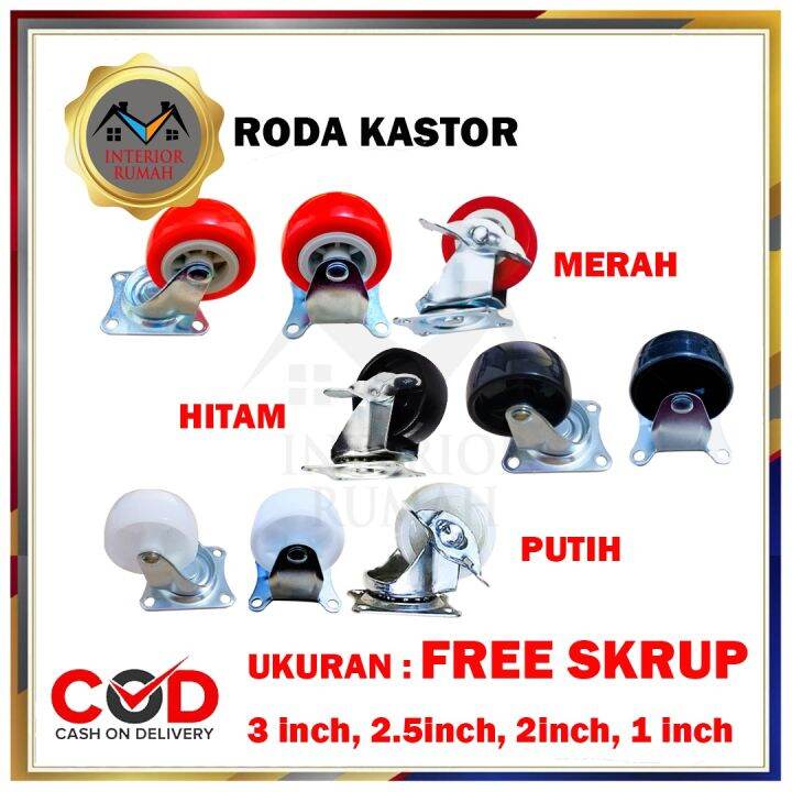 Roda Kastor 2.5 inch HIDUP / Roda PVC Kastor / Roda Etalase / Roda Lemari, FREE SEKRUP | Lazada ...