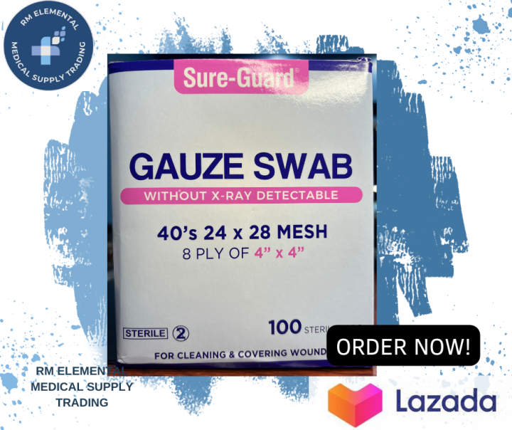 Sure-Guard Sterile Gauze swab 4x4", 3x3” ( 5O and 100 pieces ) | Lazada PH