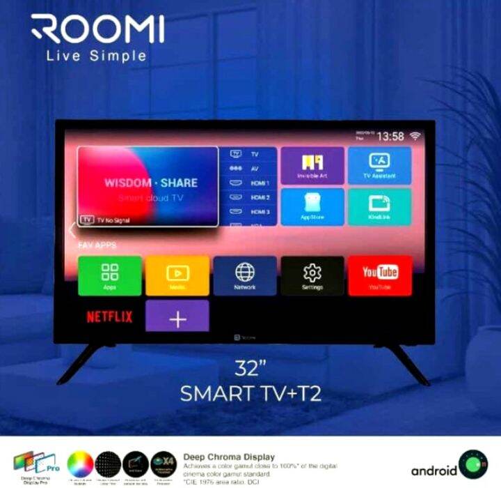 Smart Android + T2 HD TV 32 Inch TANAKA ROOMI Gratis paket Cubmu 6 bulan | Lazada Indonesia