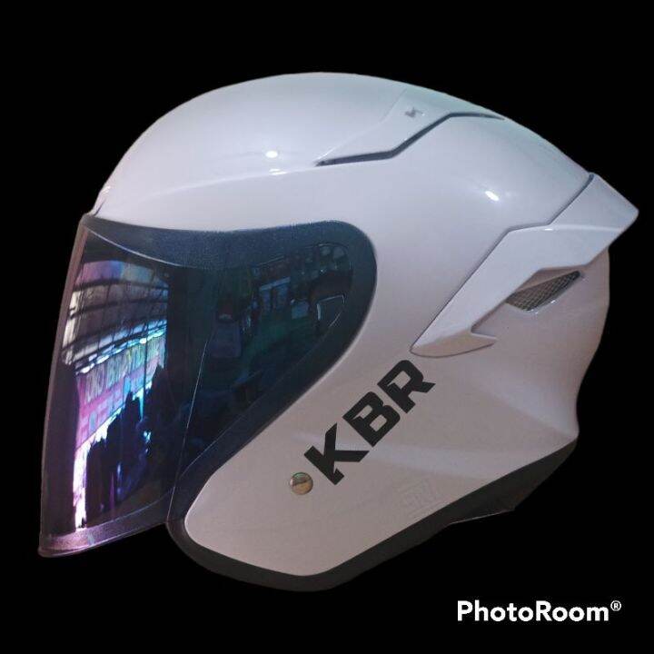 Helm KBR KAIRO Putih Paket Ganteng Visor Iridium blue | Lazada Indonesia