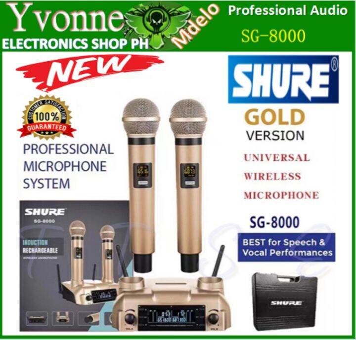 The SHURE SG-8000 Wireless Microphone Metal Dual Professional UHF Cordless Dynamic Mic Handheld ...