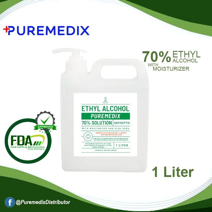 PUREMEDIX 70% ETHYL ALCOHOL with Moisturizer DISINFECTANT ANTISEPTIC 1 LITER (with Pump) ALCOHOL ...