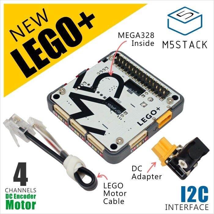 M5stack Lego Module Mega328 Inside 4 Channels Dc Encoder Motor With 10cm Motor And Dc Adapter ...