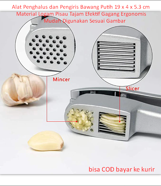 Alat Penghalus dan Pengiris Bawang Putih 19 x 4 x 5.3 cm Material Logam ...