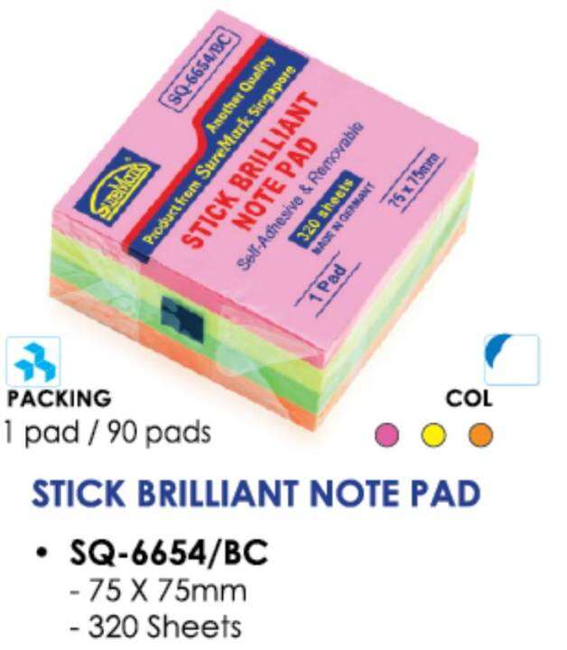 COMBO 4 Xấp Giấy Ghi Chú 4 màu SureMark (6654) . Do VPP Hiếu Cường cung ...