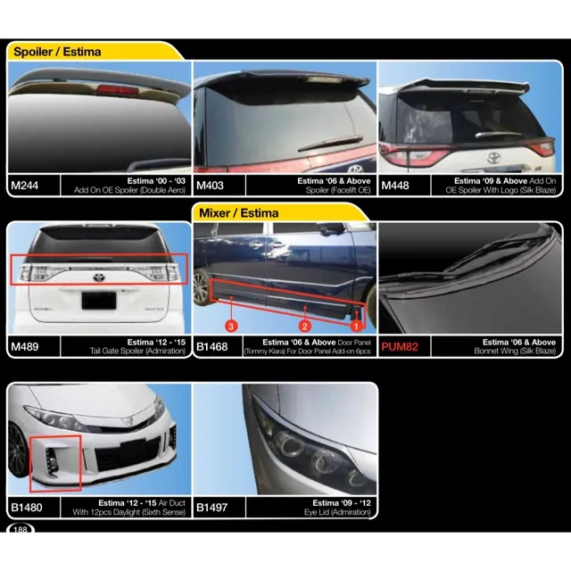Toyota estima acr50 acr55 rear roof boot trunk top spoiler bonnet wing ...