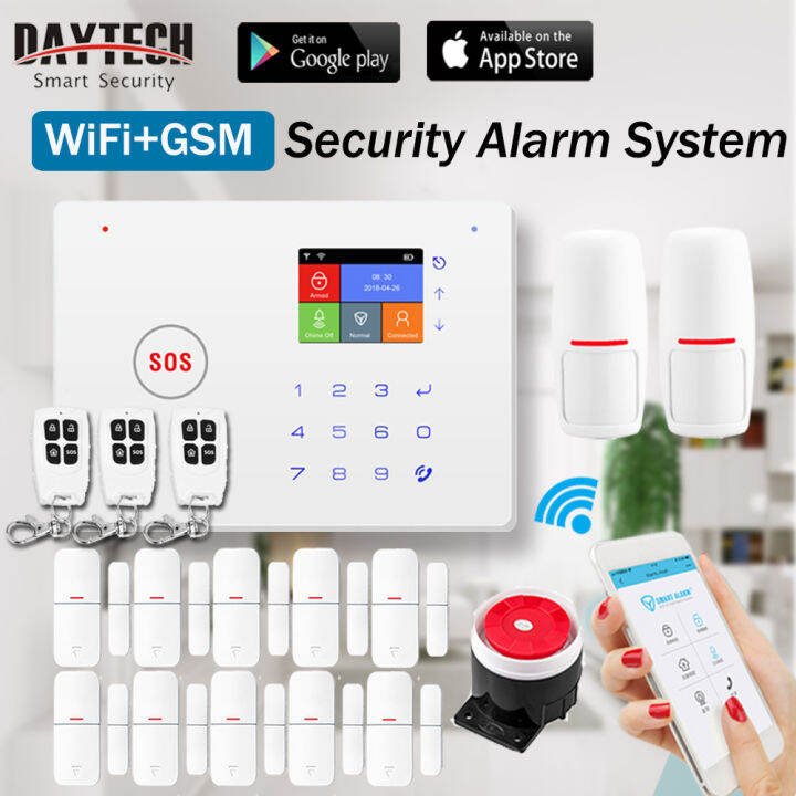 DAYTECH Tuya Smart WiFi GSM Home Security Alarm System 433MHz Wireless Burglar Alarm Kit Works ...