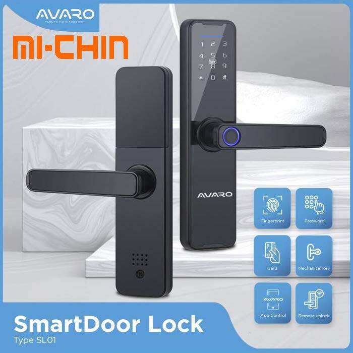 AVARO WiFi Smart Door Lock SL01 With Fingerprint RFID - Handle Pintu | Lazada Indonesia