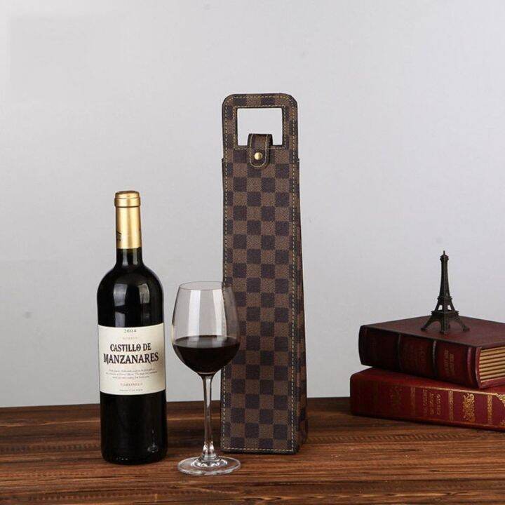 ETUALE พร้อมที่จับ ถุงไวน์หนัง สไตล์ธุรกิจ บรรจุภัณฑ์ขวดเดียว ถุงไวน์ ...
