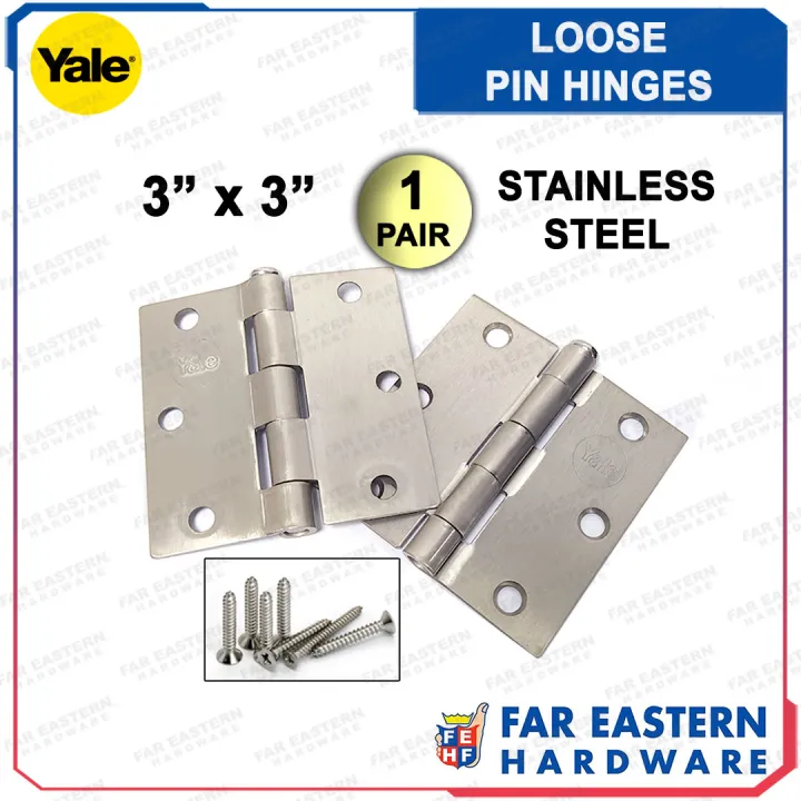 YALE Loose Pin Hinges Stainless Steel 3" Bisagra for Door 1 Pair ...