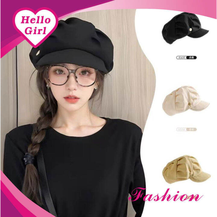 (Hello Girls )MZ50 Topi Baret Oktagonal Topi Wanita Korea Style Import ...