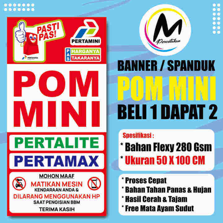 Cetak Banner Pom Mini Spanduk Isi Bensin - Ukuran 50x100 cm | Lazada ...