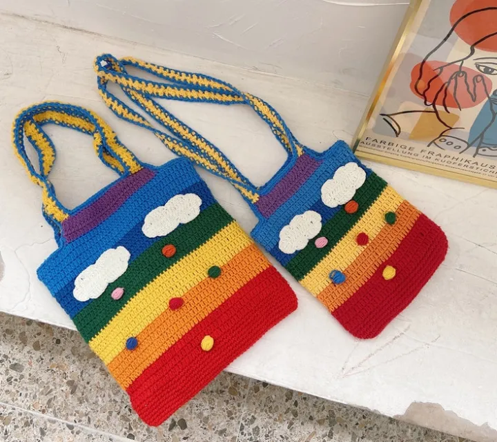 LALABAG - กระเป๋าไหมพรม Cloud Rainbow 2 สาย พร้อมส่ง | Lazada.co.th