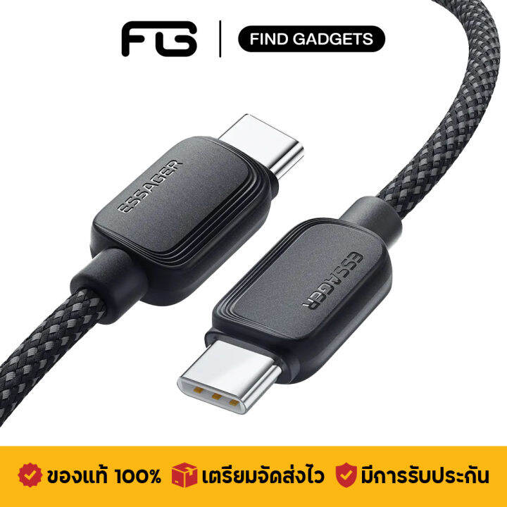 Essager Microlan สายชาร์จ Type-C to Type-C 100W สายไนลอนถัก สีสันสวยงาม ...