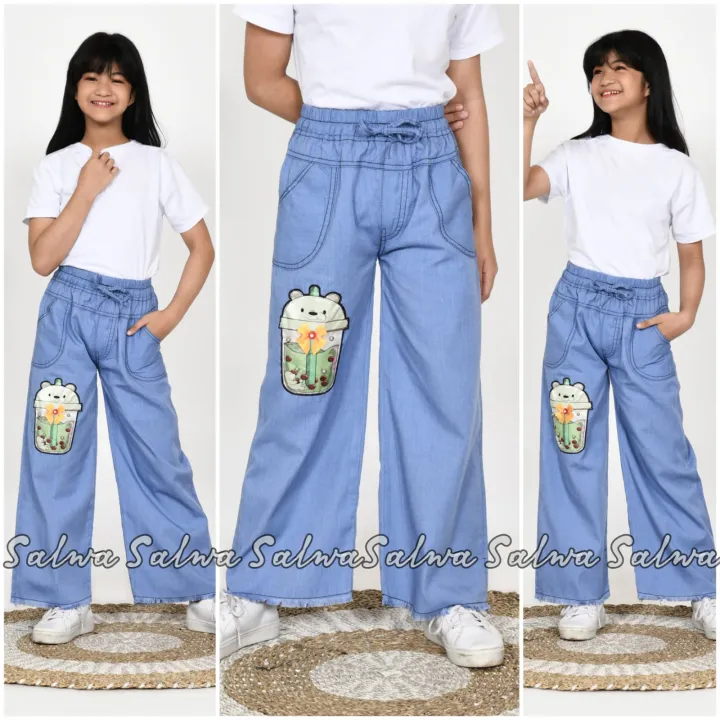 CELANA BOBA ANAK PEREMPUAN SEMI JEANS USIA 5 TAHUN SAMPAI 12 TAHUN | Lazada Indonesia