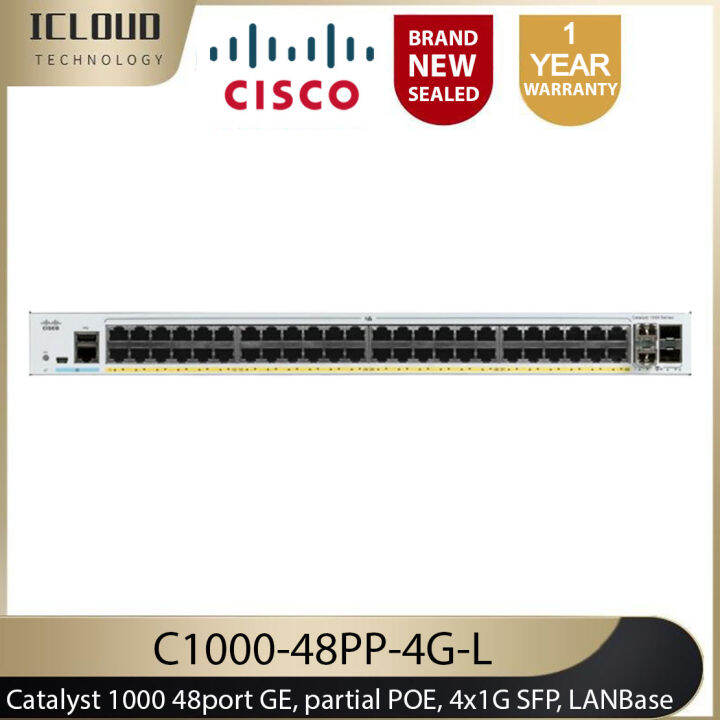 Cisco Catalyst C1000-48PP-4G-L Switch, 48 x 10/100/1000BASE-T, partial ...