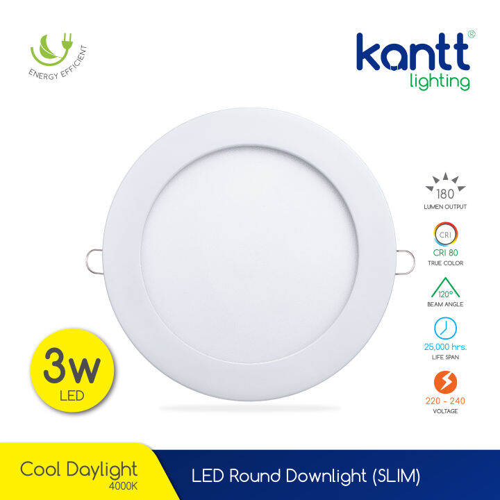 Kantt Lighting Cool Daylight LED Slim Round Downlight - 3W / 6W / 9W ...