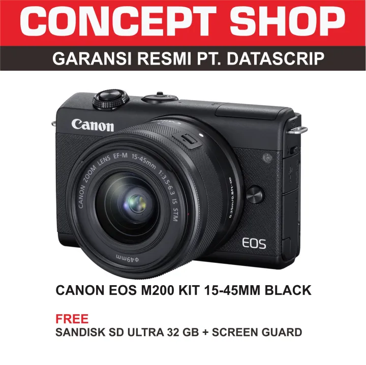 CANON EOS M 200 KIT 15-45 IS STM BLACK RESMI . EOS M200 | Lazada Indonesia