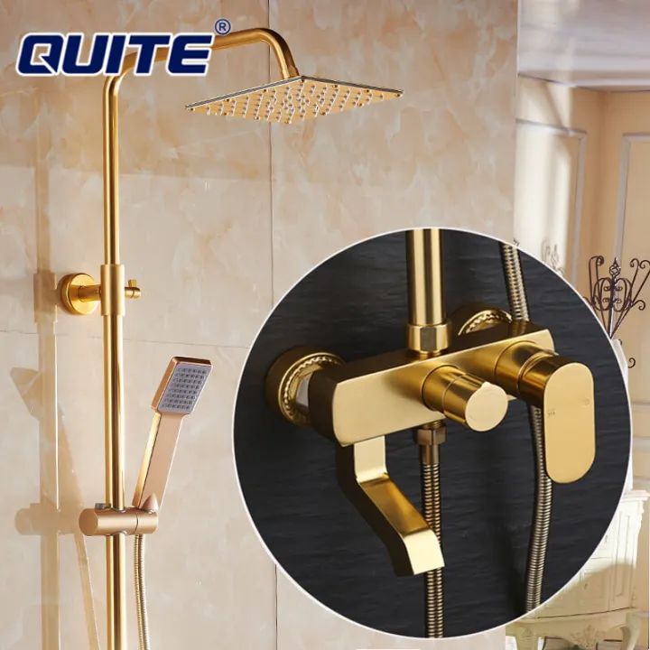 QUITE Fashion Golden Shower Set Stainless Steel Retro Golden Bathroom Shower Faucet | Lazada PH