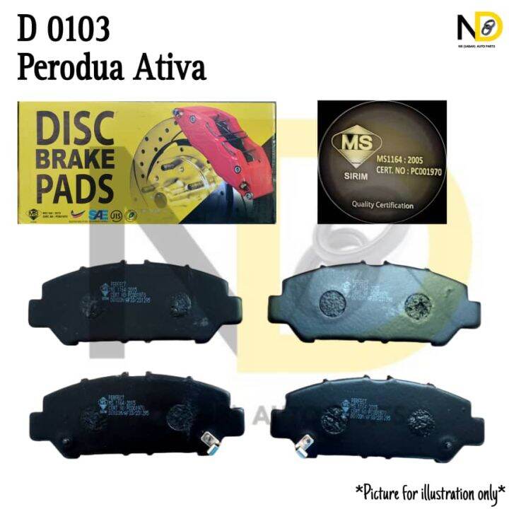 PERODUA ATIVA / PERODUA ALZA 2022'' D0103 FRONT BRAKE PAD | Lazada