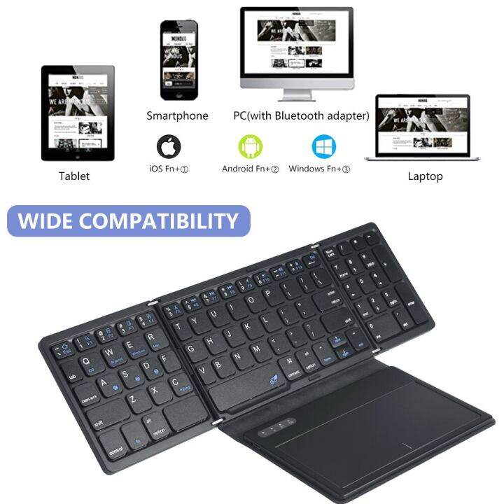 JOMAA Foldable Keyboard Bluetooth Wireless Keyboard With Touchpad Portable keyboard Ultra Slim ...