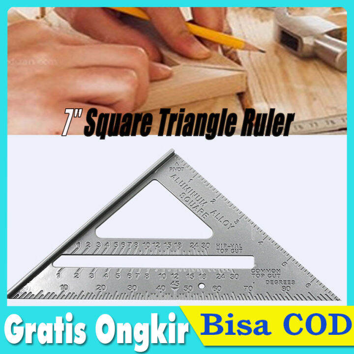 【pengiriman dlm 24jam】Aluminium 7 Inch Penggaris Siku Segitiga Speed ...