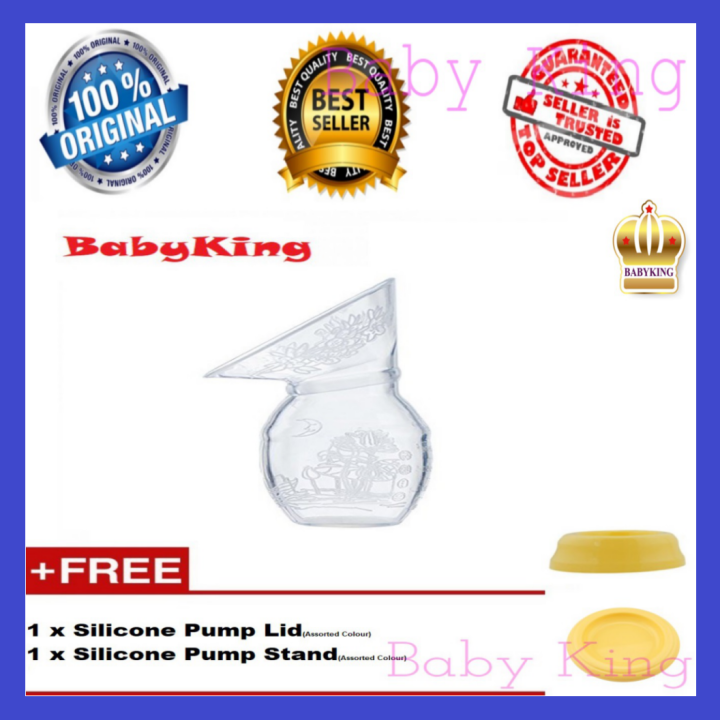BabyKing BPA-Free Silicone Portable Manual Breast Pump Breast Milk Collector With Lid And Stand ...