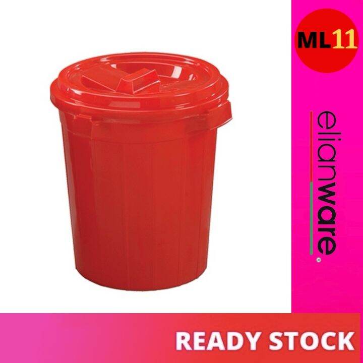 ELIANWARE (12 Gallon) Pail with Cover / Plastic Garbage Dustbin with ...