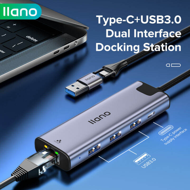 llano RJ45 Ethernet adapter with USB Hub and Gigabit Ethernet Port ...