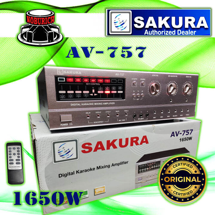 SAKURA AMPLIFIER AV 757 1650watts sakura av-757 amplifier Digital; karaoke mixing amplifier ...