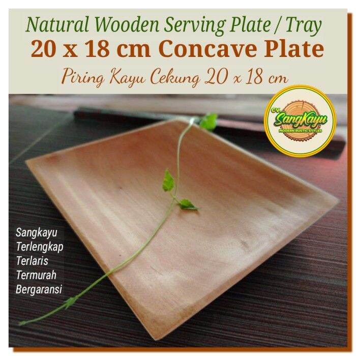 Wooden serving plate 20x18Cm Piring kayu cekung tray nampan kayu ...