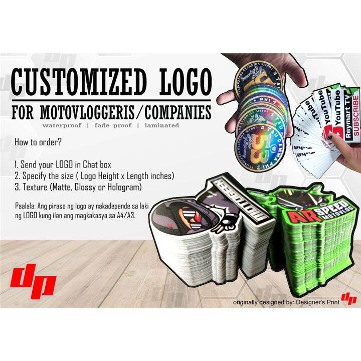 Customized Logo for Motovloggers - A4 size Laminated Sticker Water ...
