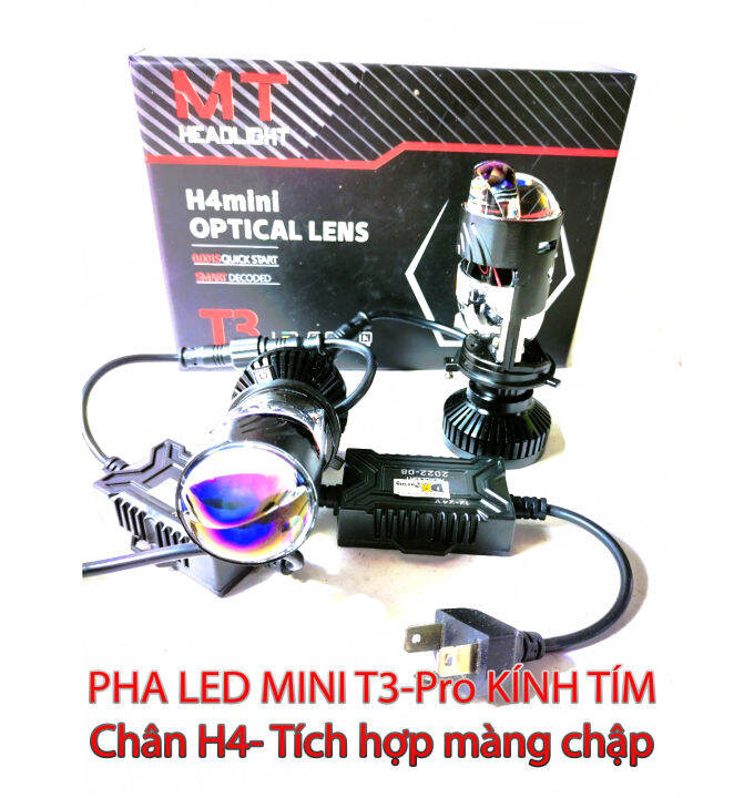 [Loại cao cấp] Đèn led bi cầu mini T3 Pro nâng cấp chân H4 12V-24V cho ...