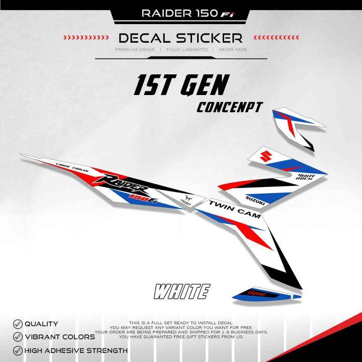 Suzuki Raider 150 Fi Decals - ( Fully Laminated - Gloss Vinyl high ...