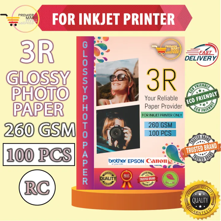 (PROMOTION) 3R 3 R GLOSSY PHOTO PAPER 260GSM RC (100PCS/PKT) | Lazada