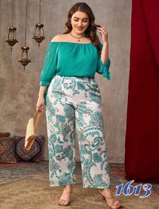 PLUS SIZE TEAL TERNO BLOUSE AND PANTS. ELEGANT TERNO. TERNO PAIR ...