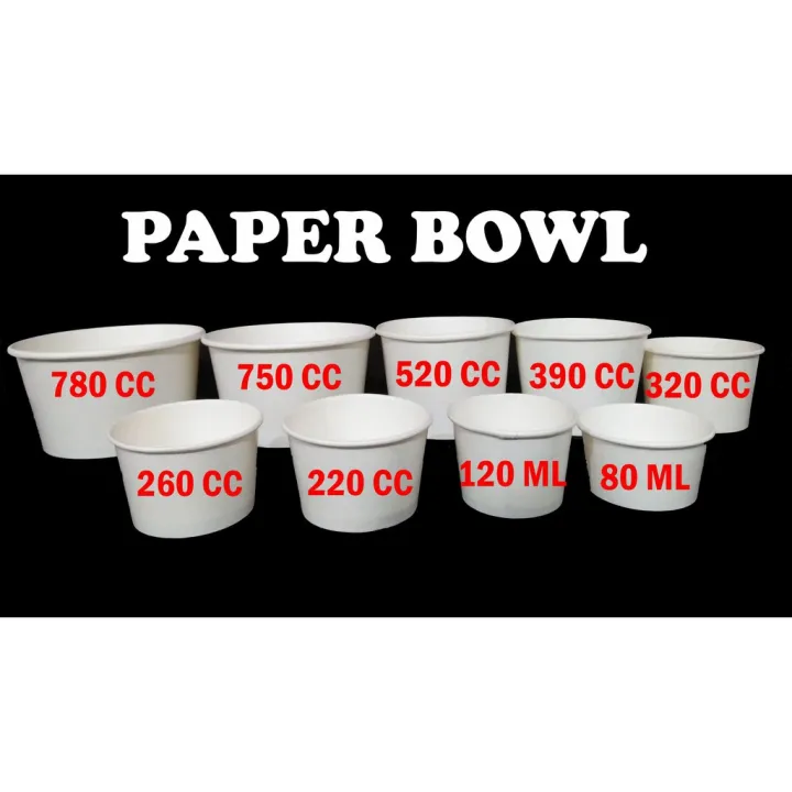 durable 50pcs 260cc 390cc 520cc 750cc Paper Bowl With Lid (SET) - For ...